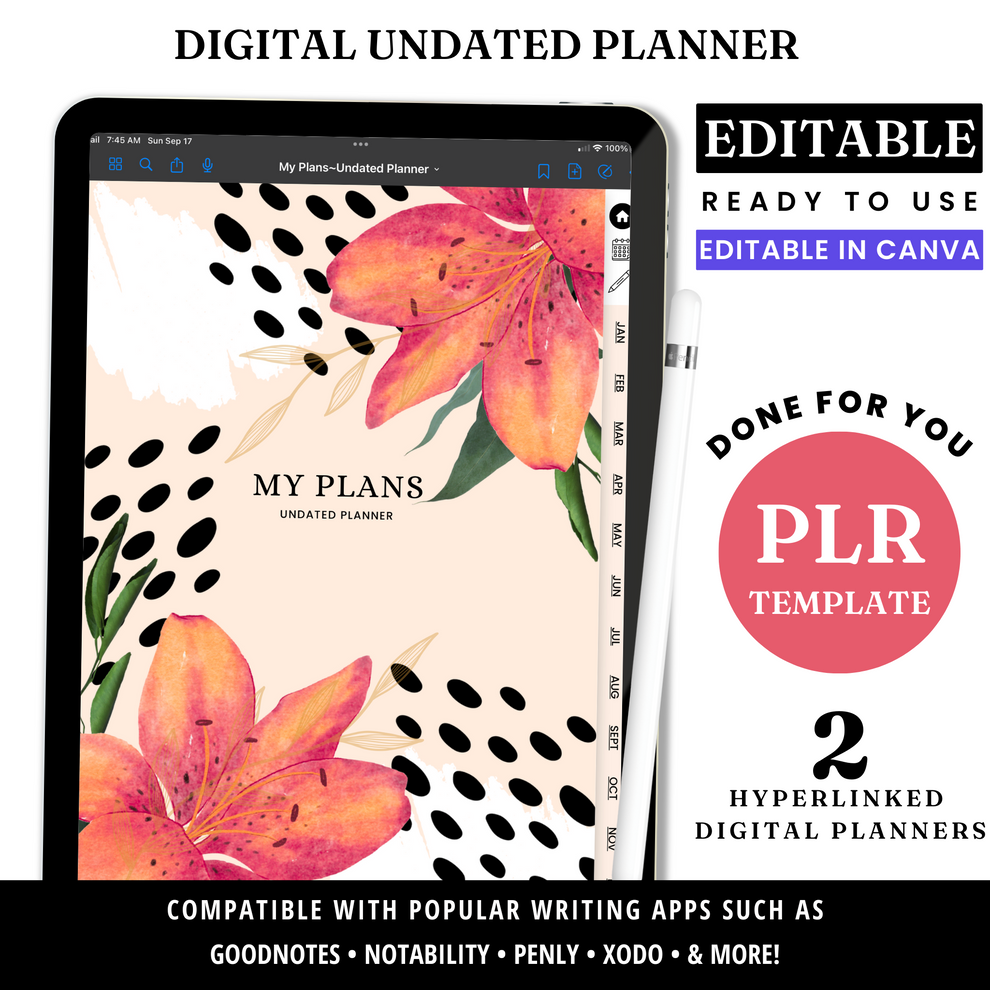Undated 12 Month Digital Planner Template - PLR – Tawana Simone
