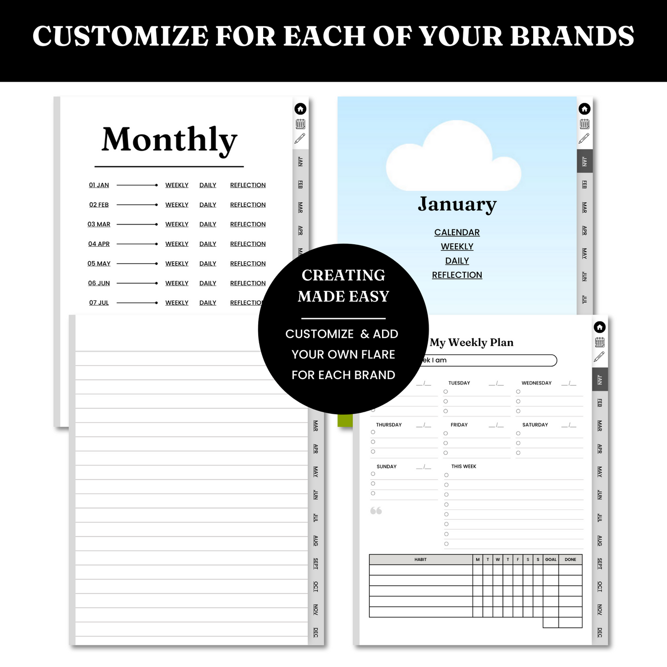 Undated 12 Month Digital Planner Template - PLR – Tawana Simone