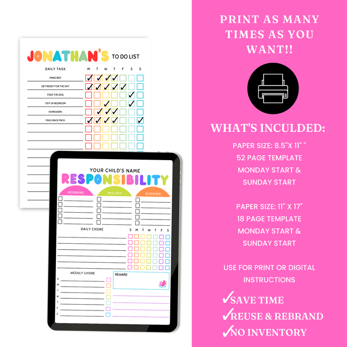 Kids' Chore Chart Template - PLR – Tawana Simone